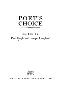 Poet's Choice by Paul Engle | Goodreads