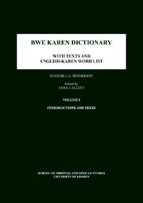 Bwe Karen Dictionary, 2 Vol. Set by Eugénie J.A. Henderson | Goodreads