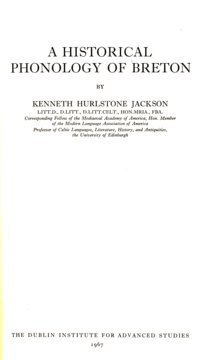 A Historical Phonology of Breton by Kenneth Hurlstone Jackson | Goodreads