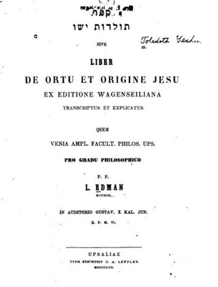 Sefer Toledot Yeshu by Unknown | Goodreads