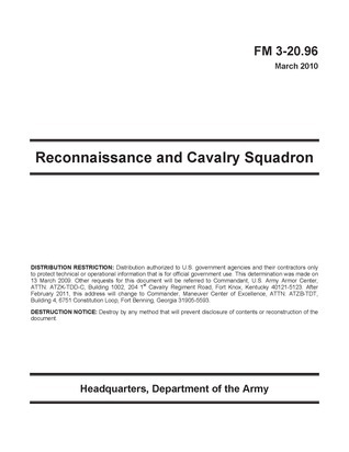 Reconnaissance and Cavalry Squadron, FM 3-20.96 by Headquarters ...