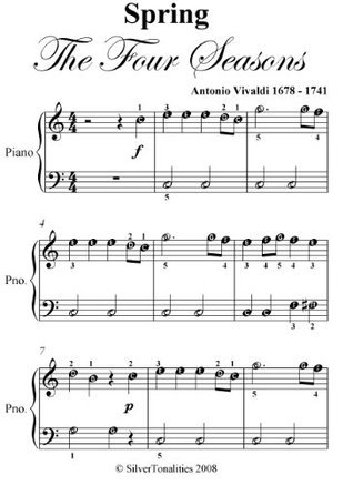 Spring Four Seasons Vivaldi Easiest Piano Sheet Music by Antonio ...
