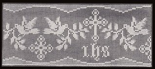 Cross Dove & I.H.S. Filet Crochet Altar Lace Edging Pattern by Unknown ...