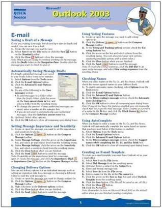 Microsoft Outlook 2003 Advanced Quick Source Guide by Quick Source (2006) Pamphlet by Quick ...
