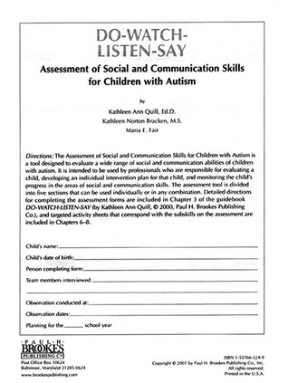 The Assessment of Social and Communication Skills for Children with ...