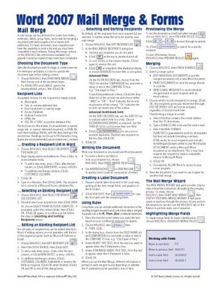 Microsoft Word 2007 Mail Merge & Forms Quick Reference Guide by Beezix Inc. | Goodreads