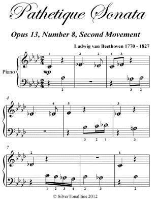 Pathetique Sonata Opus 13 Number 8 Second Movement Beginner Piano Sheet ...