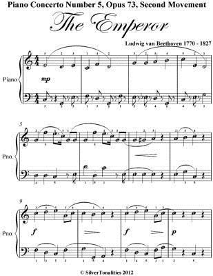 Piano Concerto Number 5 Opus 73 Second Movement Emperor Easy Piano ...
