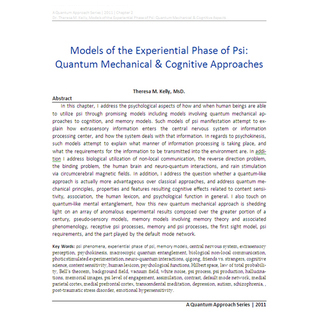 Models of the Experiential Phase of Psi: Quantum Mechanical & Cognitive ...