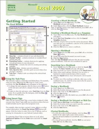 Microsoft Excel 2002 Quick Source Reference Guide by Quick Source | Goodreads
