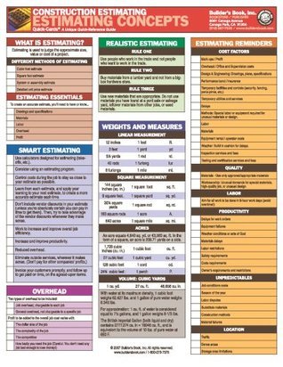 Construction Estimating: Estimating Concepts--Laminated Quick-Card by ...