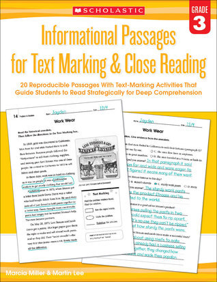Informational Passages for Text Marking & Close Reading: Grade 3: 20 ...