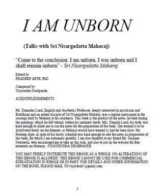 I am unborn by Nisargadatta Maharaj | Goodreads