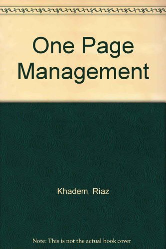 One Page Management by Riaz Khadem | Goodreads