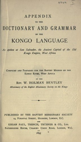 Dictionary and grammar of the Kongo language, as spoken at San Salvador ...