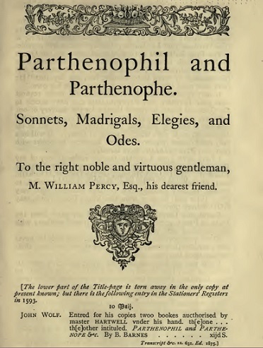 Parthenophil and Parthenophe - Sonnets, Madrigals, Elegies, and Odes by ...