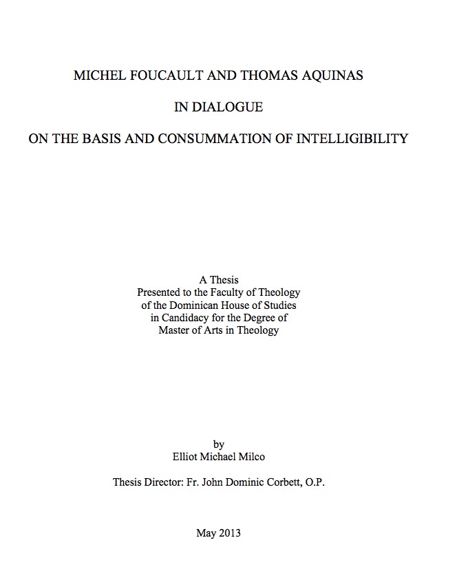 Michel Foucault and Thomas Aquinas in Dialogue on the Basis and ...