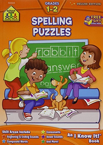 School Zone Spelling Puzzles 1-2 Workbook: 64 Pages, 1st Grade, 2nd ...