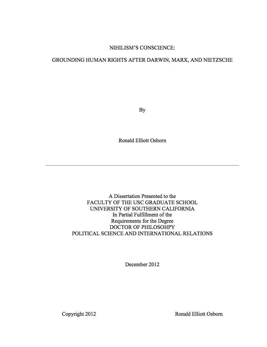 Nihilism's Conscience: Grounding Human Rights after Darwin, Marx, and ...