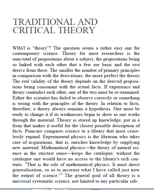 Traditional and Critical Theory by Max Horkheimer | Goodreads