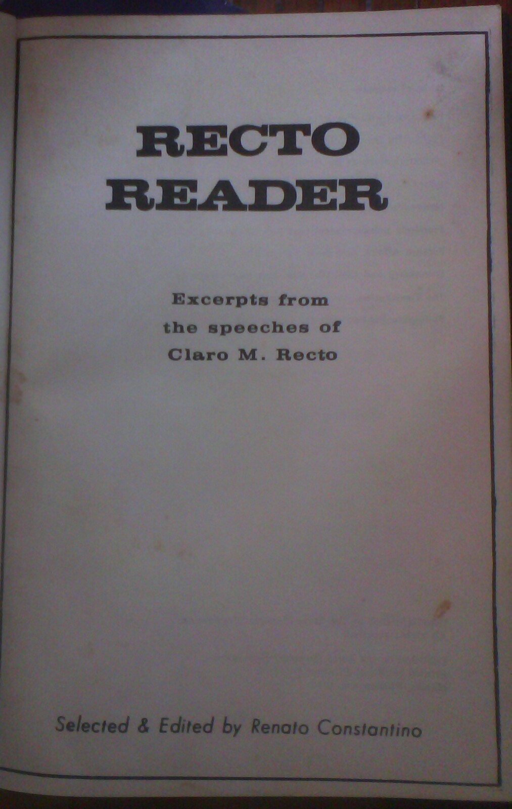 Recto Reader by Claro M. Recto | Goodreads