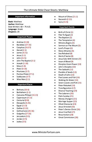 The Ultimate Bible Cheat Sheets: Matthew by Dante Fortson | Goodreads