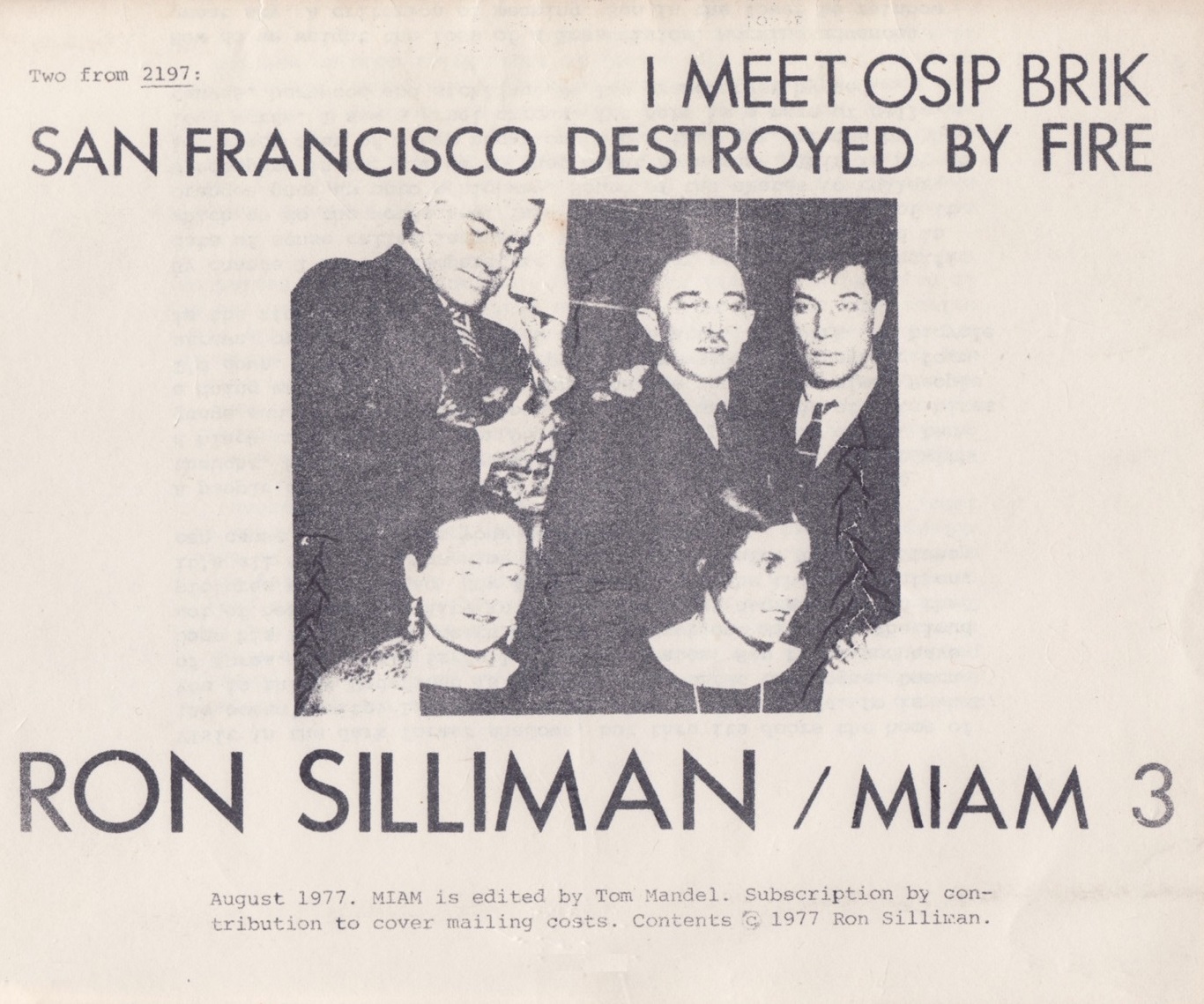 I Meet Osip Brik and San Francisco Destroyed by Fire by Ron Silliman ...