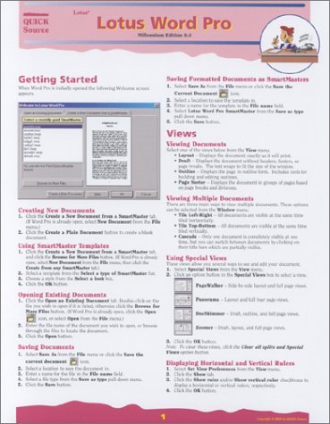 Lotus Word Pro Millennium Edition 9.0 Quick Source Guide by Quick ...