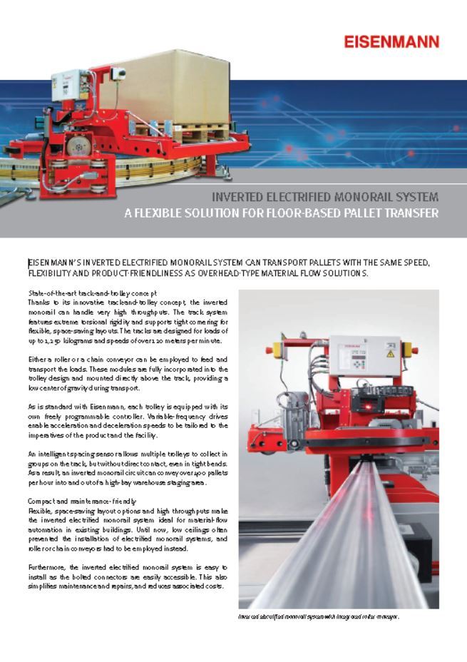 Eisenmann - Inverted Electrified Monorail System; A flexible solution ...