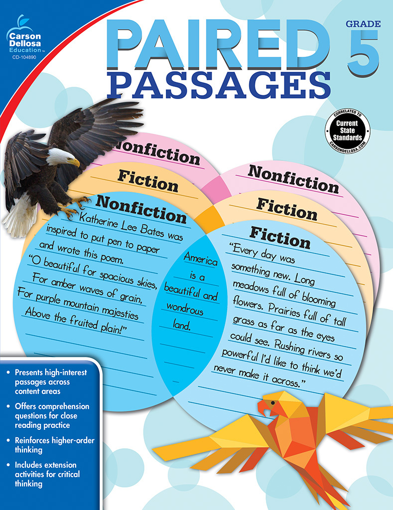 Carson Dellosa Paired Passages Reading Comprehension 5th Grade Workbook ...
