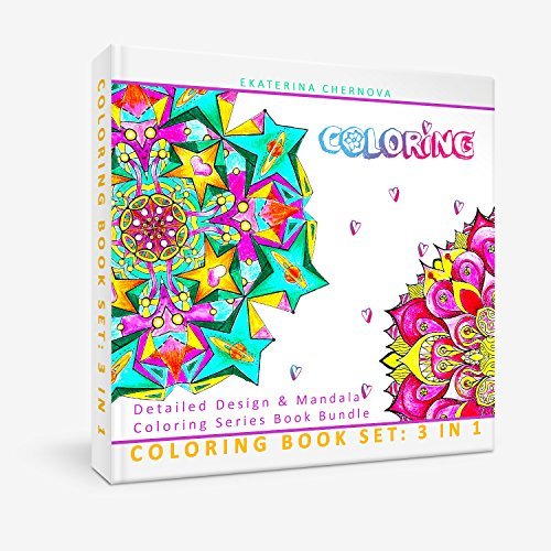 Coloring Book Set: 3 in 1. Detailed Design And Mandala Coloring Series ...