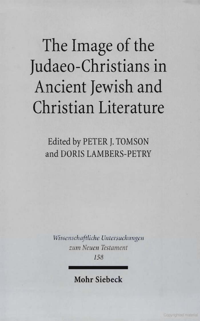 The Image of the Judaeo-Christians in Ancient Jewish and Christian ...