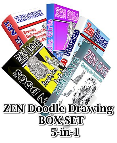 Zen Doodle Drawing BOX SET 5-in-1: Zen Cats, Zen Dogs, Zen Horses, Zen ...