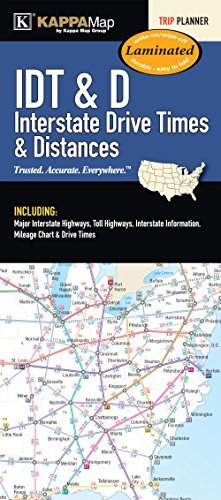 US Interstate Drive Times and Distances Laminated Map by Kappa Map ...