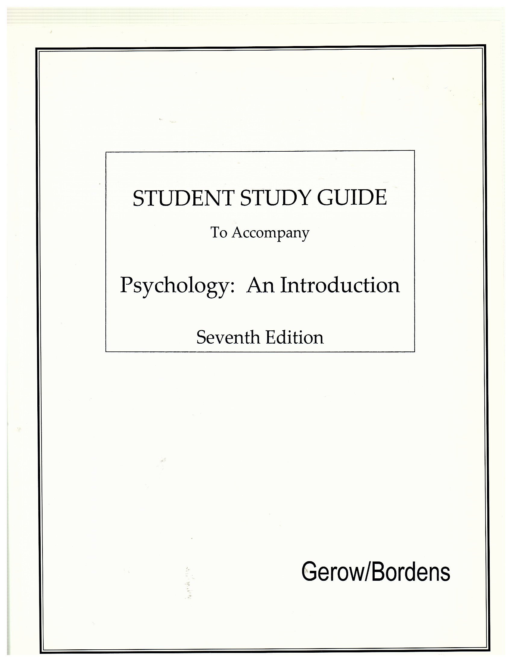 Student Study Guide to Accompany Psychology: An Introduction by Josh ...