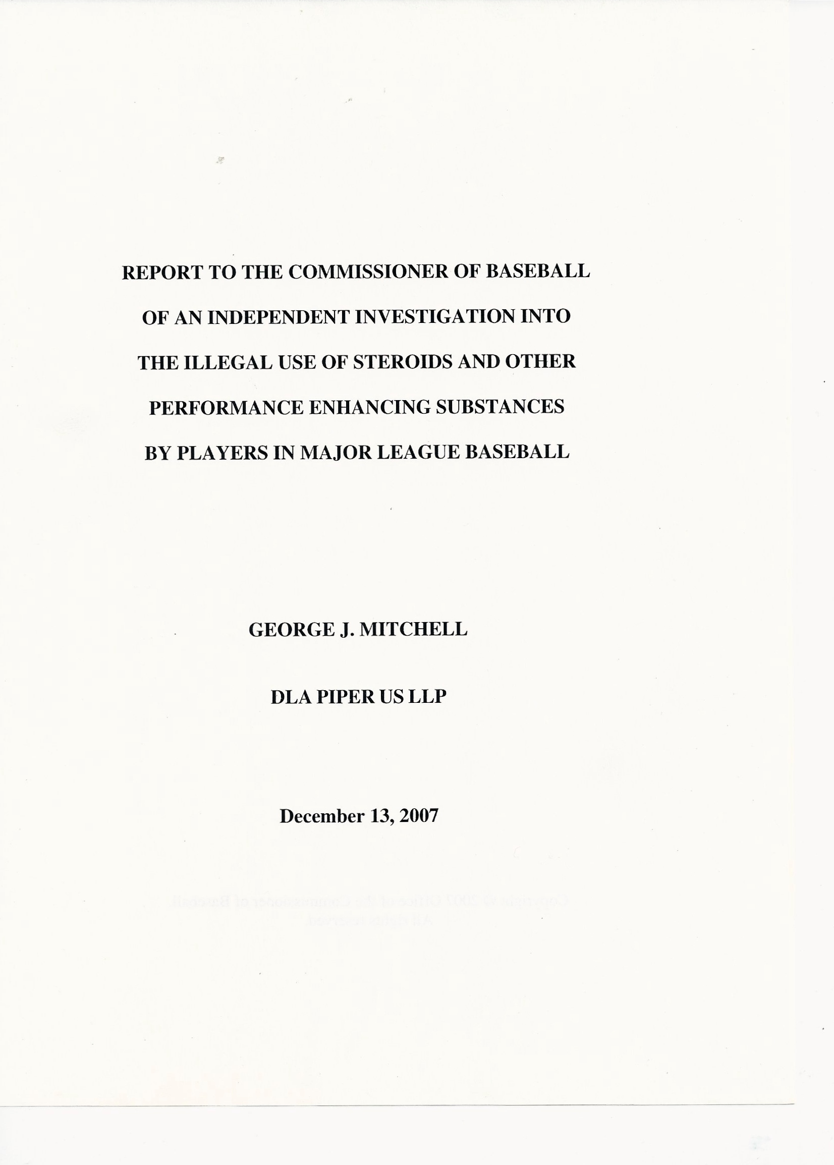 The Mitchell Report: Report To The Commissioner Of Baseball Of An ...