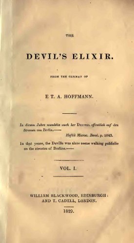 The Devil's Elixir - 1829 by E.T.A. Hoffmann | Goodreads