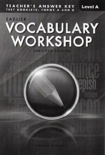 Vocabulary Workshop: Enriched Edition, Teacher's Answer Key Level A ...
