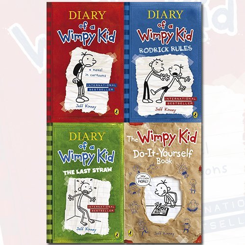 Diary of a Wimpy Kid Jeff Kinney Collection 4 Books Bundle by Jeff ...