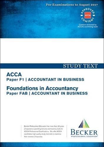 ACCA Approved F1 Accountant In Business by Becker Professional ...