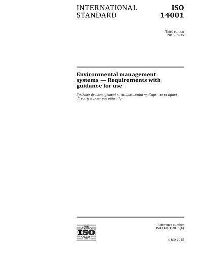 ISO 14001:2015, Third Edition: Environmental management systems ...