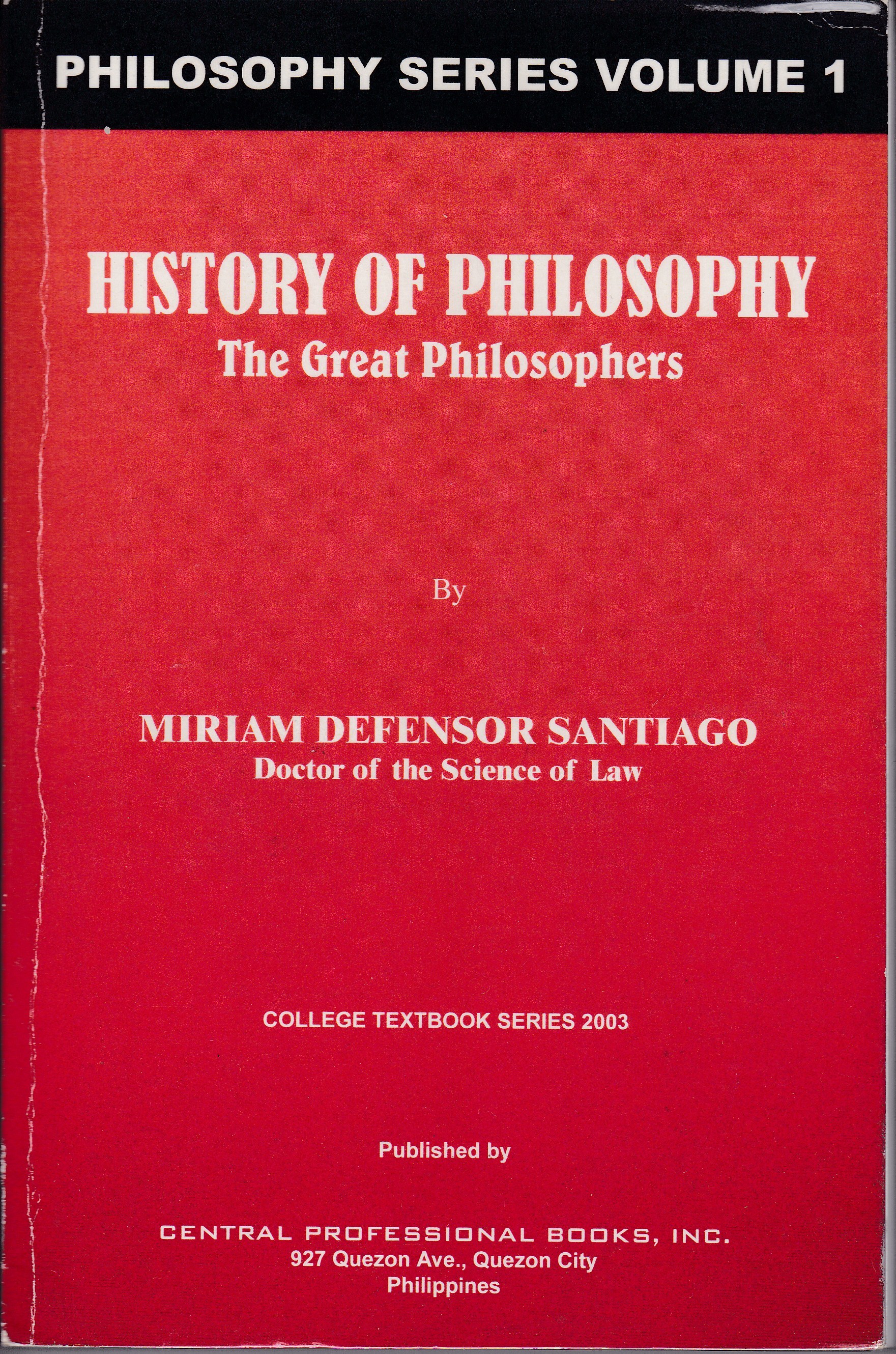 History of Philosophy: The Great Philosophers by Miriam Defensor ...