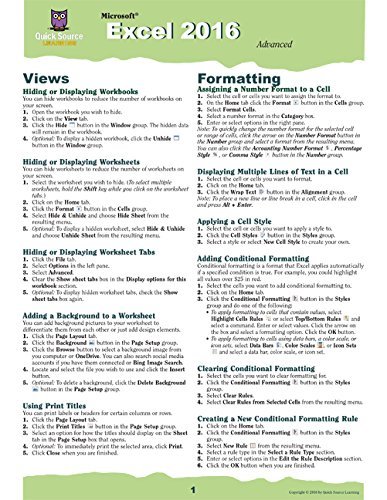 Excel 2016 Advanced Quick Source Reference Guide by Quick Source ...