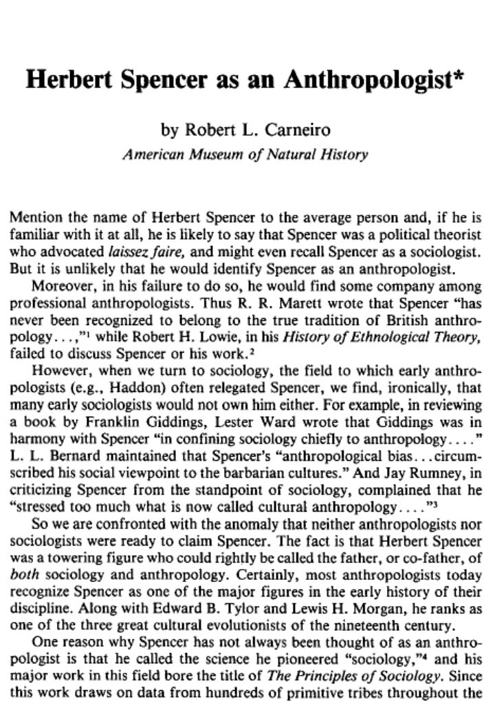 Herbert Spencer as an Anthropologist by Robert L. Carneiro | Goodreads