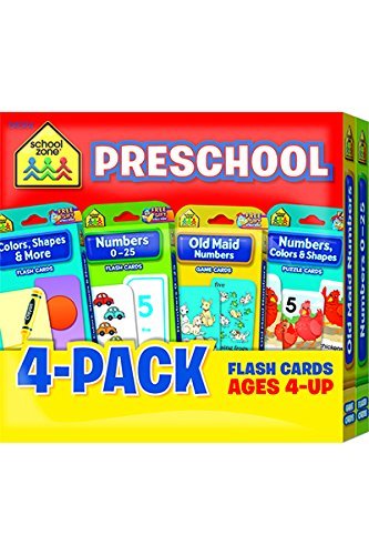 School Zone Preschool 4-Pack Flash Cards: 224 Cards, Pre-K, Colors ...