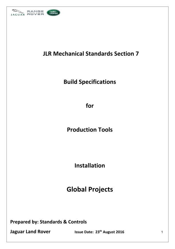 JLR Mechanical Standards Section 7 - Build Specifications for ...