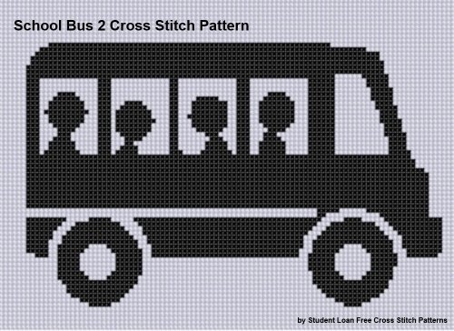 School Bus 2 Cross Stitch Pattern by Student Loan Free Dream Patterns ...