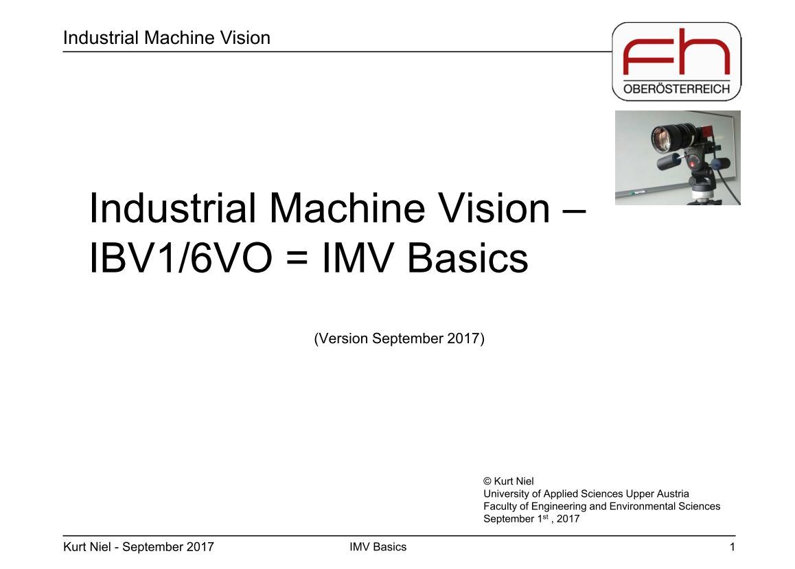 Industrial Machine Vision – IBV1/6VO = IMV Basics by Kurt Niel | Goodreads