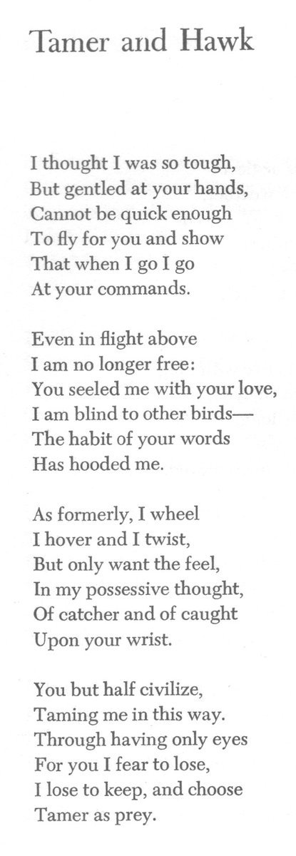 Tamer and Hawk (Poem) by Thom Gunn | Goodreads