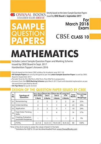 Oswaal CBSE Sample Question Papers Class 10 Maths by Panel of Experts ...